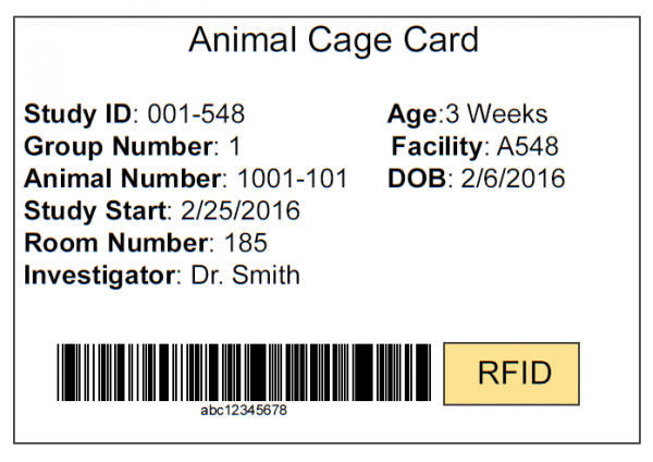 Vivarium RFID Cage Cards and Labels - Home Cage Monitoring